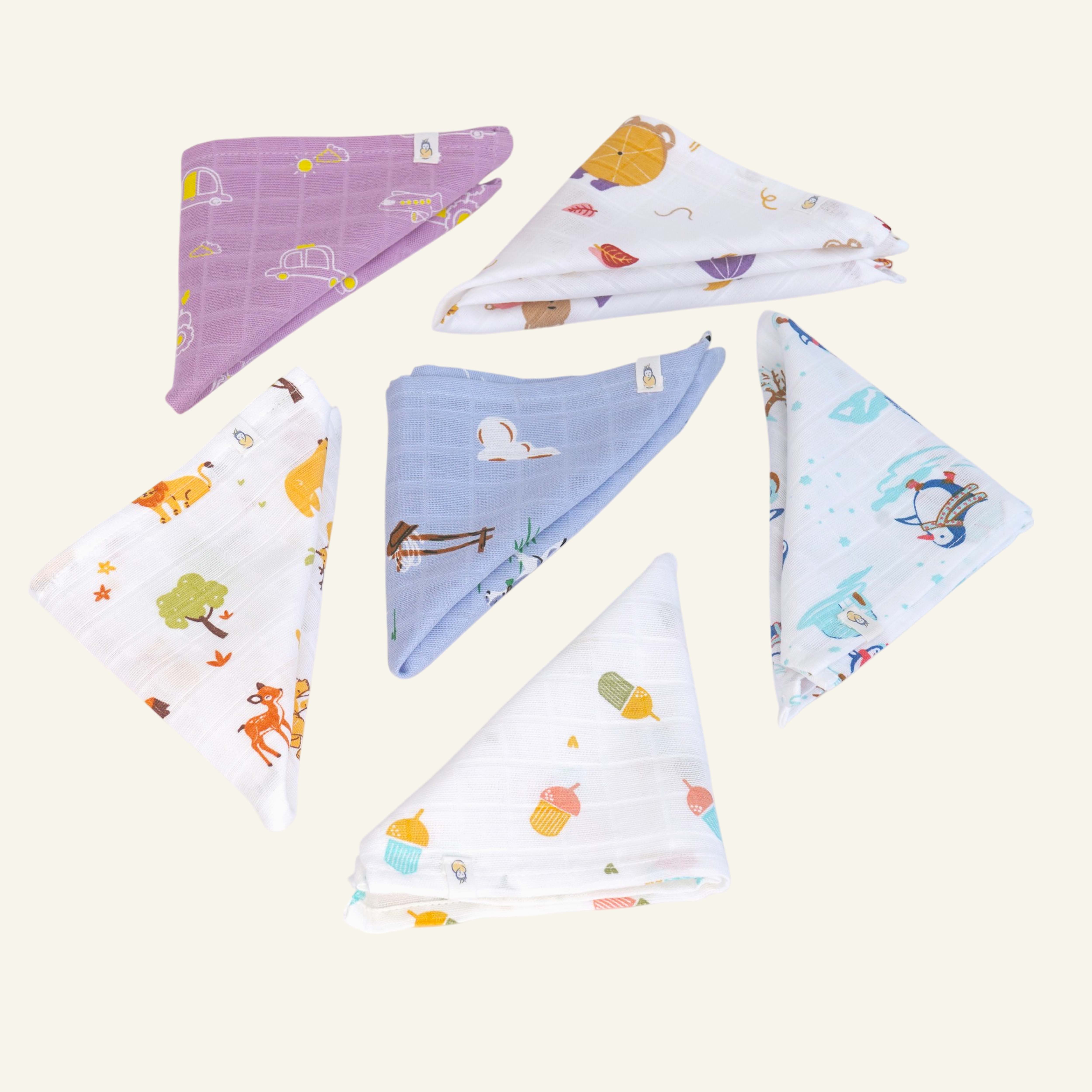 Muslin Wash cloth / Hand kerchief - 6 pack (27 x 27 cms) NEW – Honcho Baby